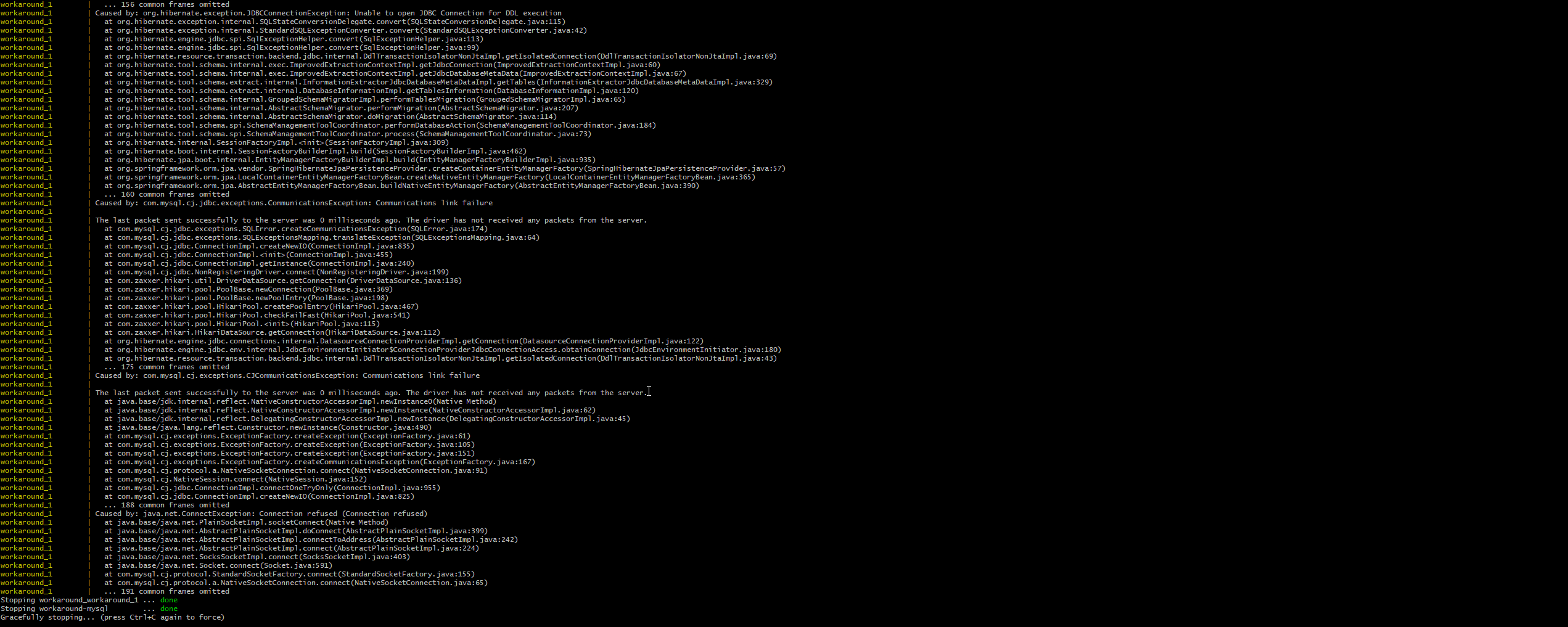 Docker Mysql 无法从spring Boot应用程序连接到mysql数据库 一点教程